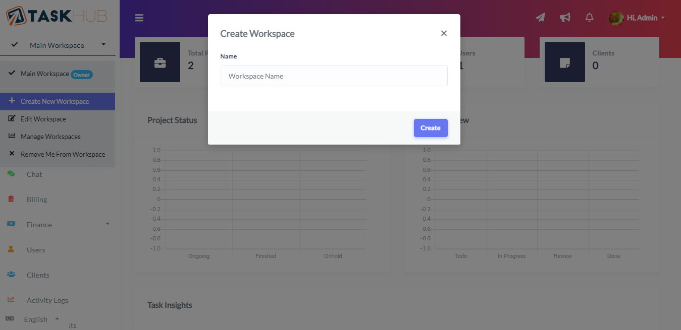 Taskhub SaaS - Project Management Tool, Finance & CRM Tool by infinitietech